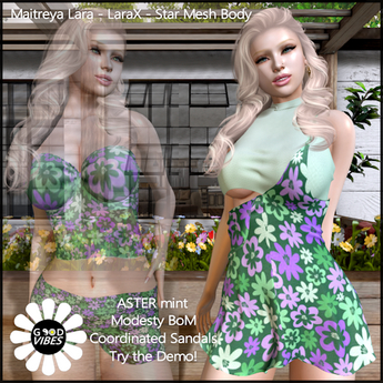 Second Life Marketplace - GoodVibes Aster Mint Romper Dress Mint